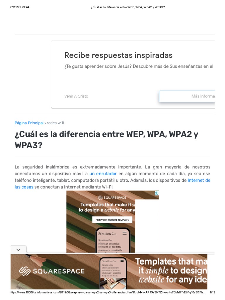 ¿Cuál Es La Diferencia Entre WEP, WPA, WPA2 y WPA3 | PDF | Wifi | Prevención del crimen