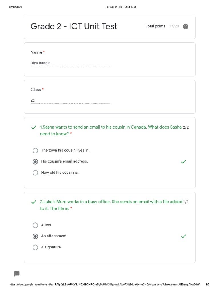 Grade 2 - ICT Unit Test Answer | PDF | Spreadsheet | Worksheet