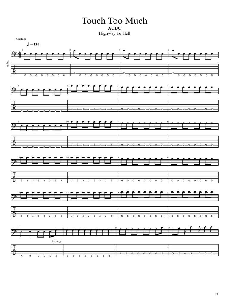 AC/DC "Touch Too Much" Tabs | PDF