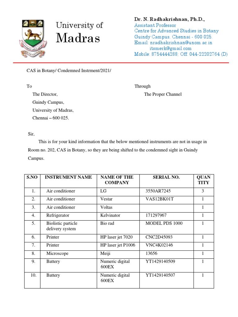 Condemned Instruments (Room No. 202) | PDF