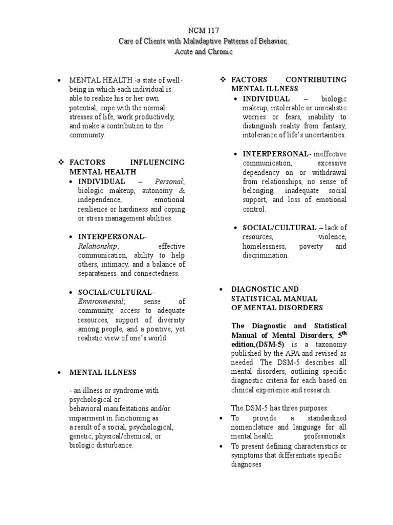 NCM 117 NOTES-prelims Exam | PDF | Neurotransmitter | Neuroimaging