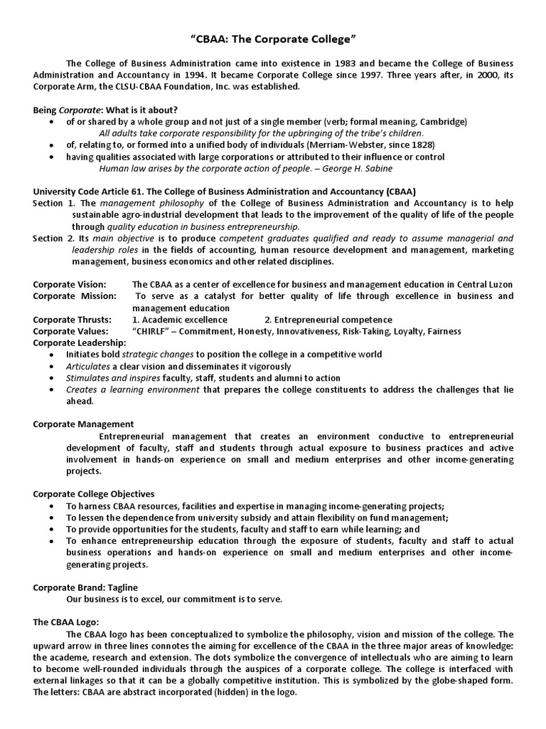 Cbaa Vmgo | PDF | Entrepreneurship | Business