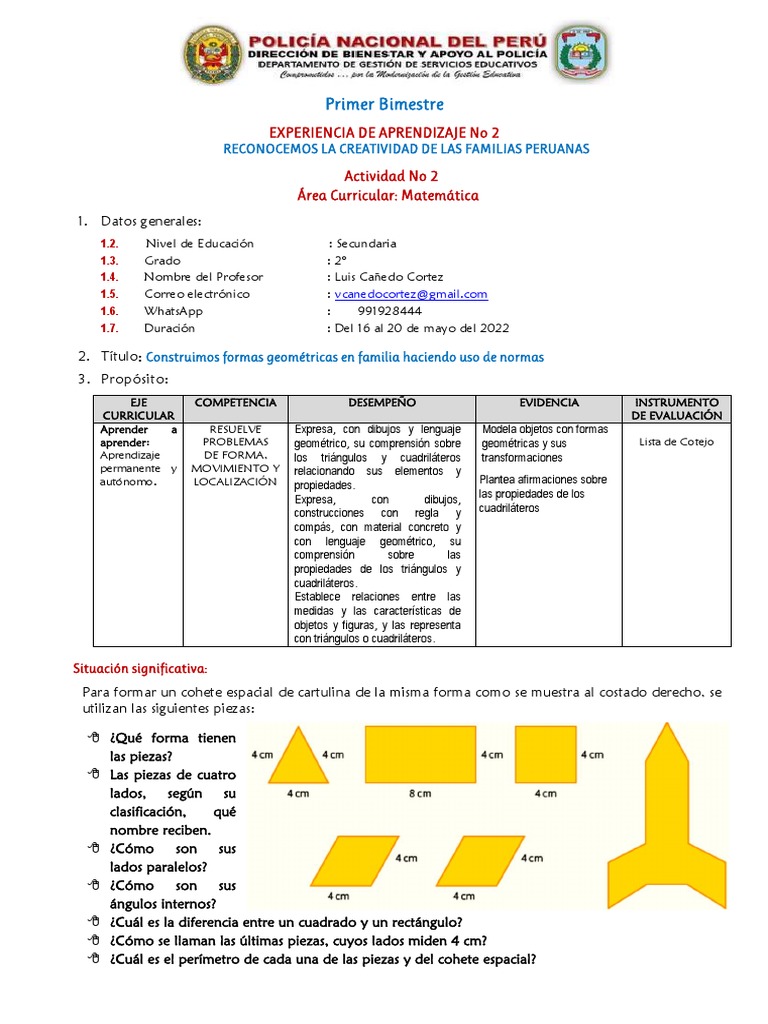 ACTIVIDAD 2 - EDA 2 - 2do - Sec - 1er Bim TFG | PDF | Triángulo | Rectángulo