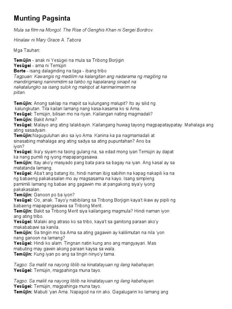 Munting Pagsinta | PDF