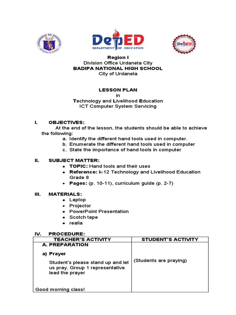 Lesson Plan Css Pdf Personal Protective Equipment Screw