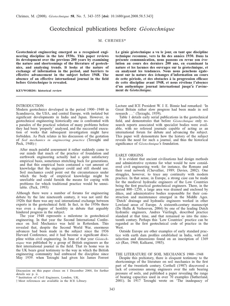 Geotechnical Publications Before Géotechnique | PDF | Geotechnical ...