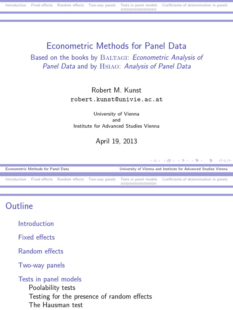 Econometric Methods For Panel Data An Overview Of Fixed Effects Models