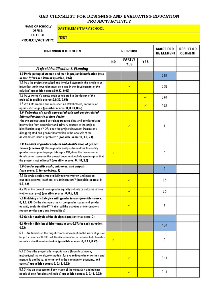 Sample HGDG Checklist | PDF | Gender | Gender Studies