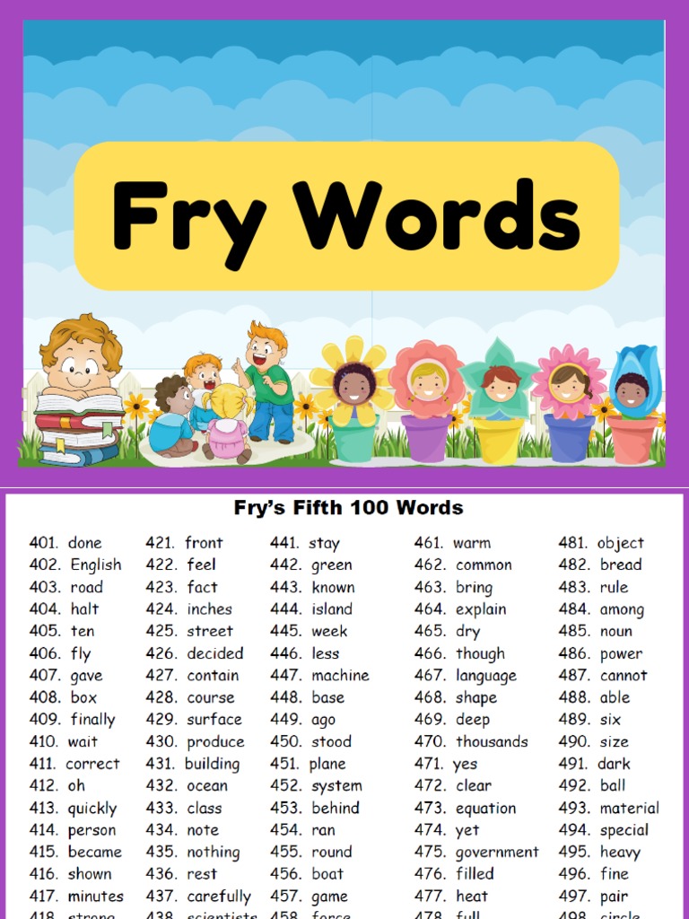 Fry Words Flash Cards Fifth 100 | PDF