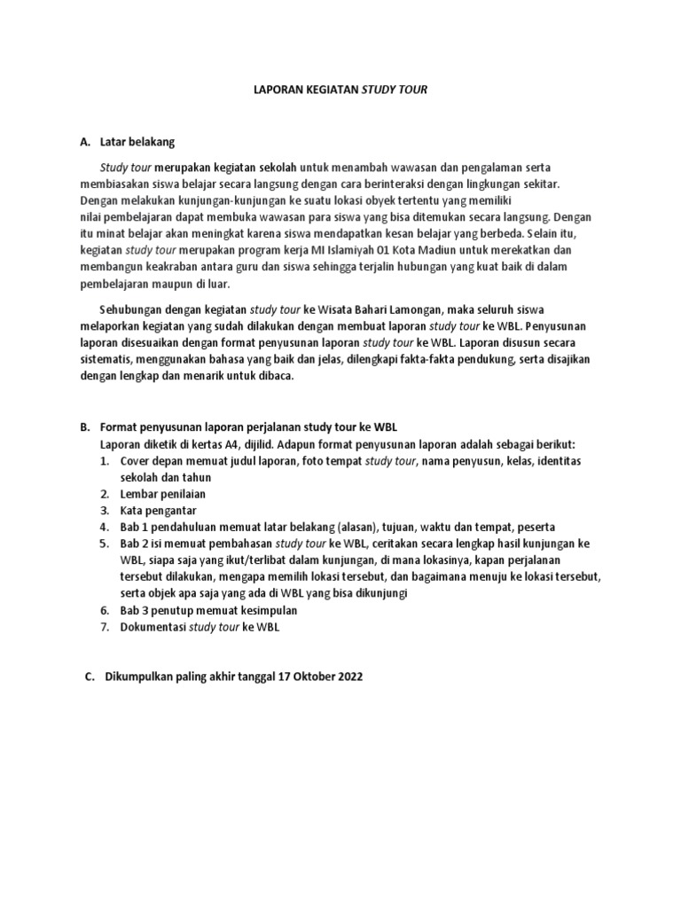 Laporan Kegiatan Study Tour | PDF