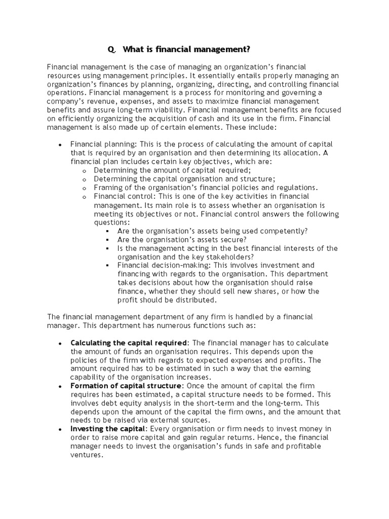 The Essence and Importance of Financial Management | PDF | Financial ...