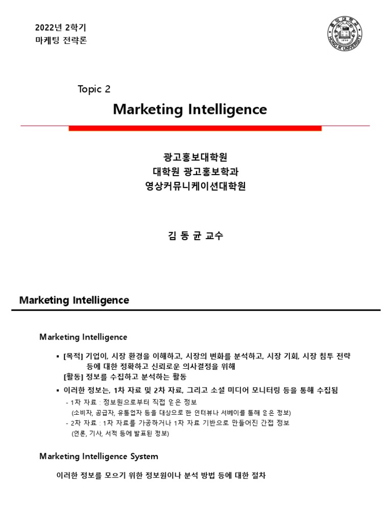 Topic 2 Marketing Intelligence | PDF