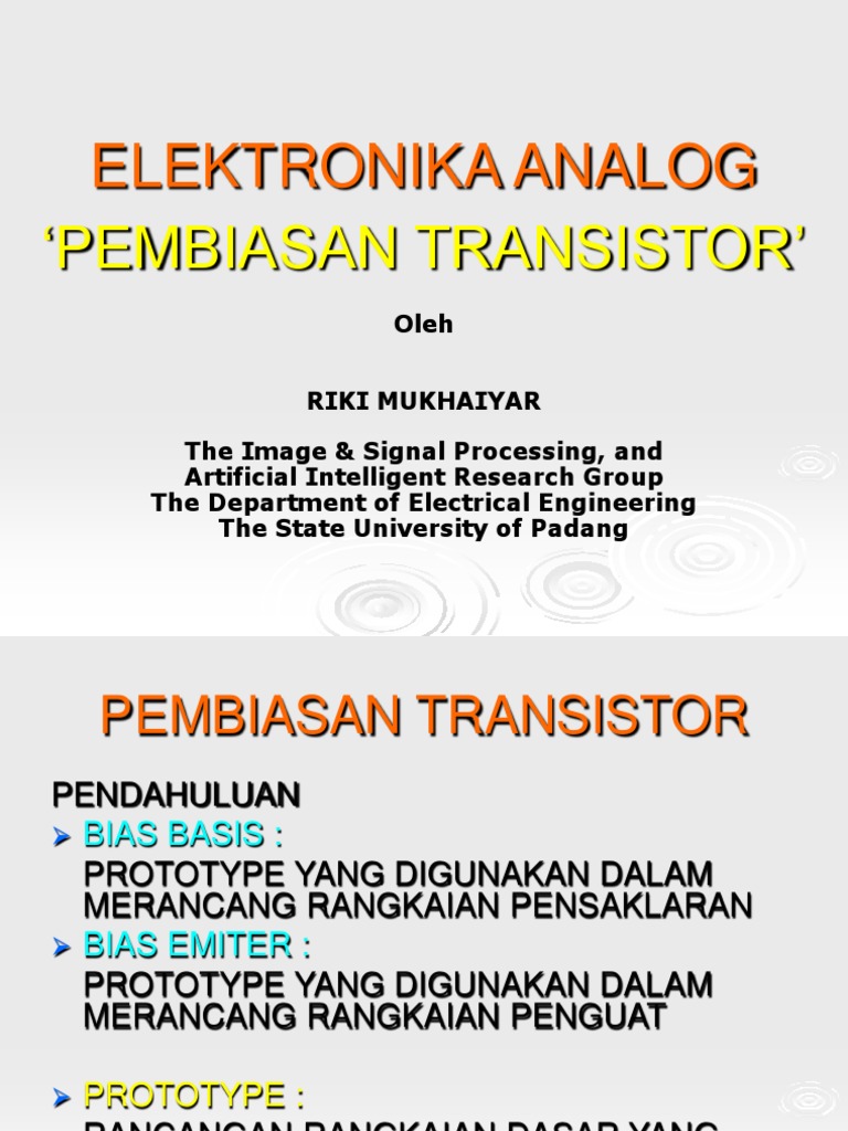 ELEKTRONIKA ANALOG, Pembiasan Transistor | PDF