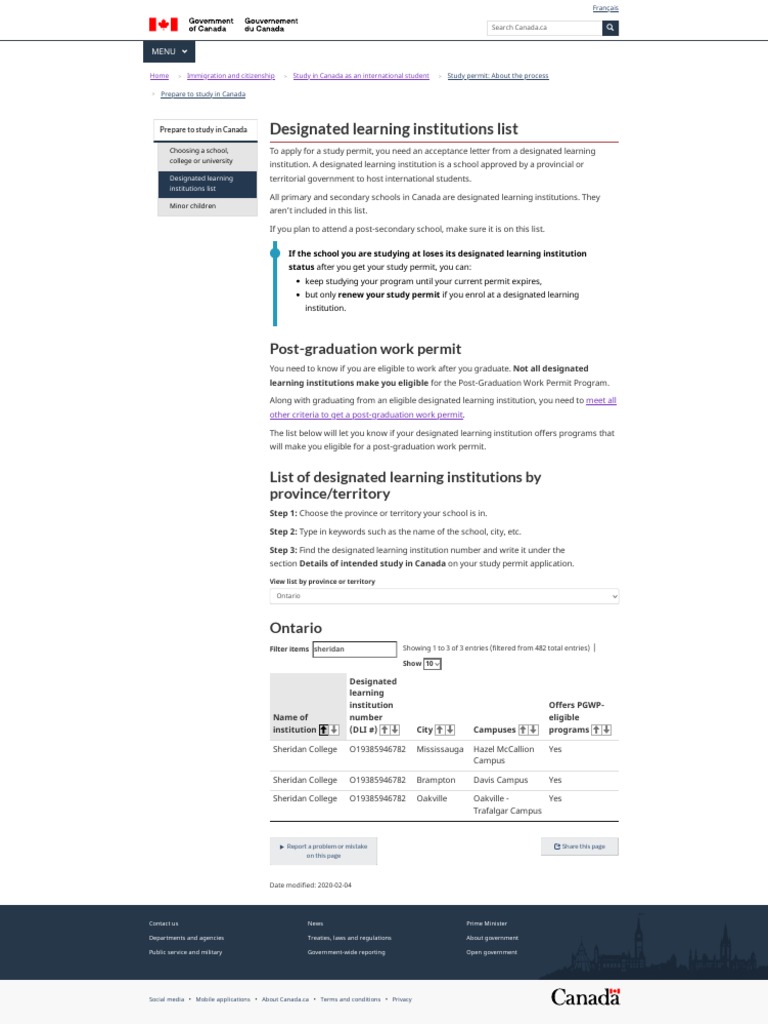 Canada Designated Learning Institutions List | PDF | Human Migration ...