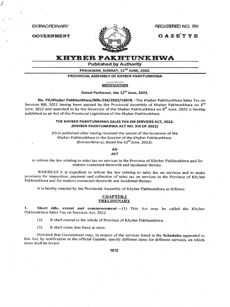 KP STS Act, 2022 (Gazetted) | PDF