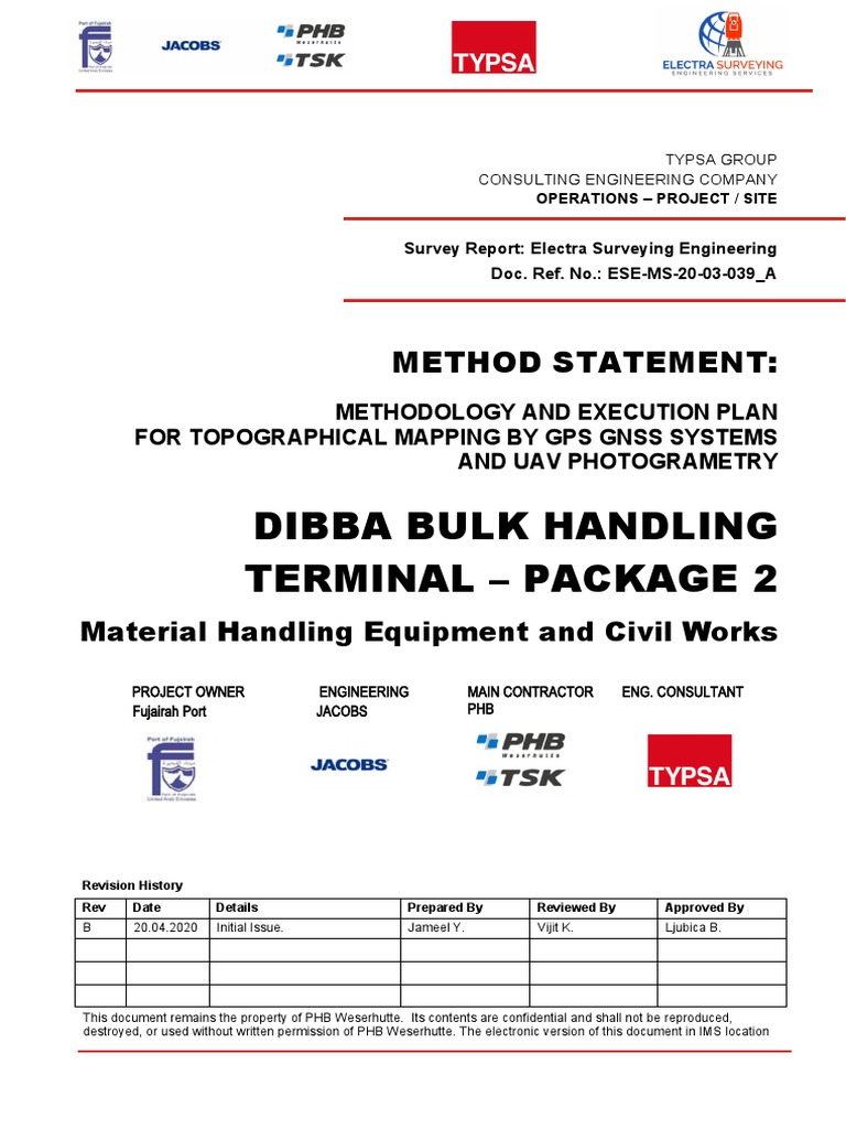 Topographical Survey Method Statement | PDF | Surveying | Metrology
