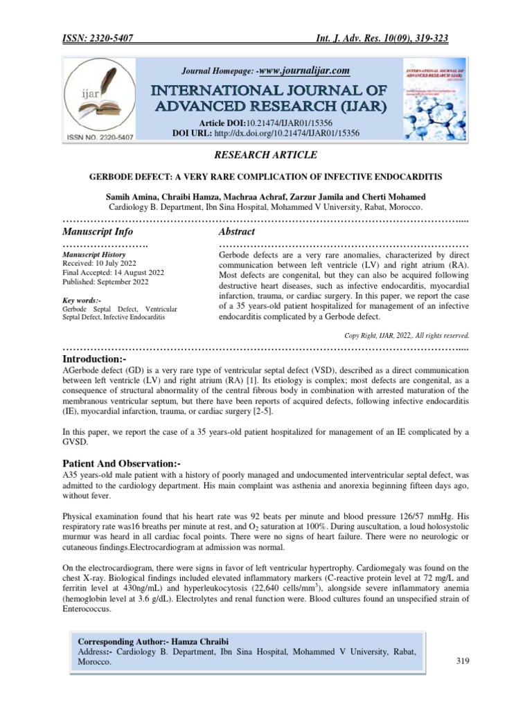 Gerbode Defect: A Very Rare Complication of Infective Endocarditis ...