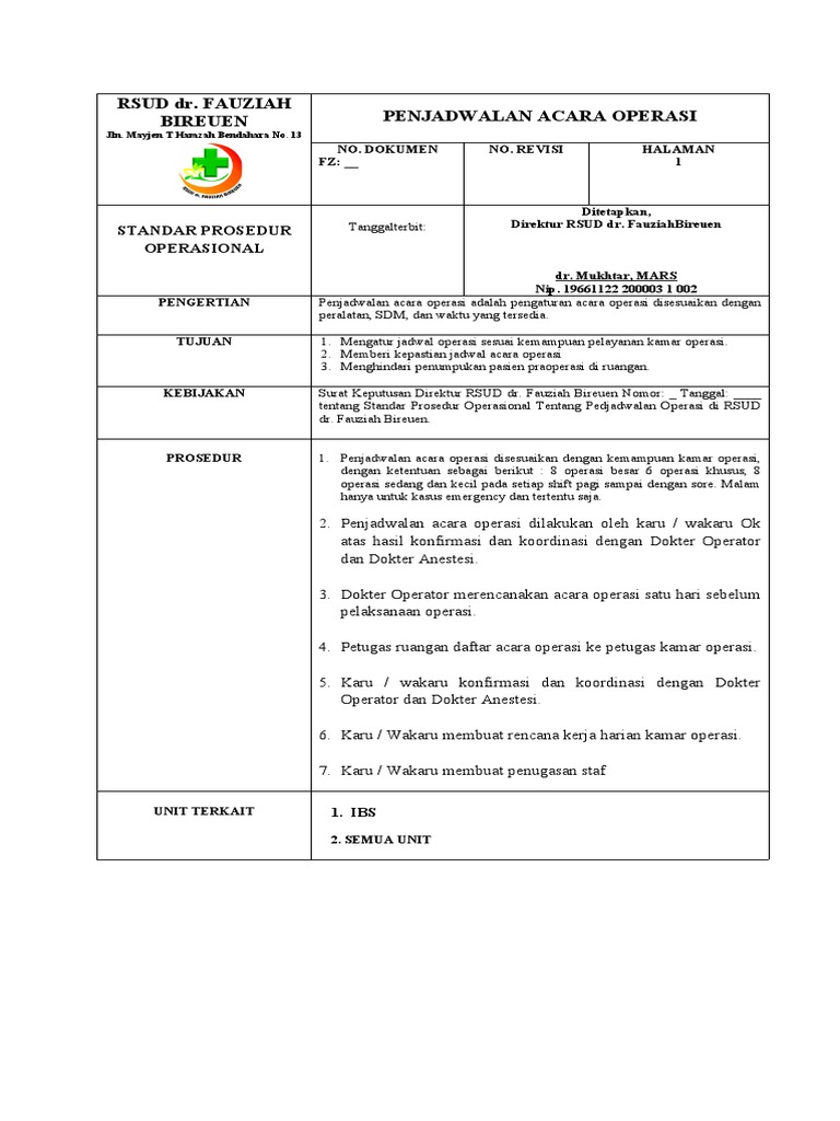Penjadwalan Acara Operasi (SOP) | PDF