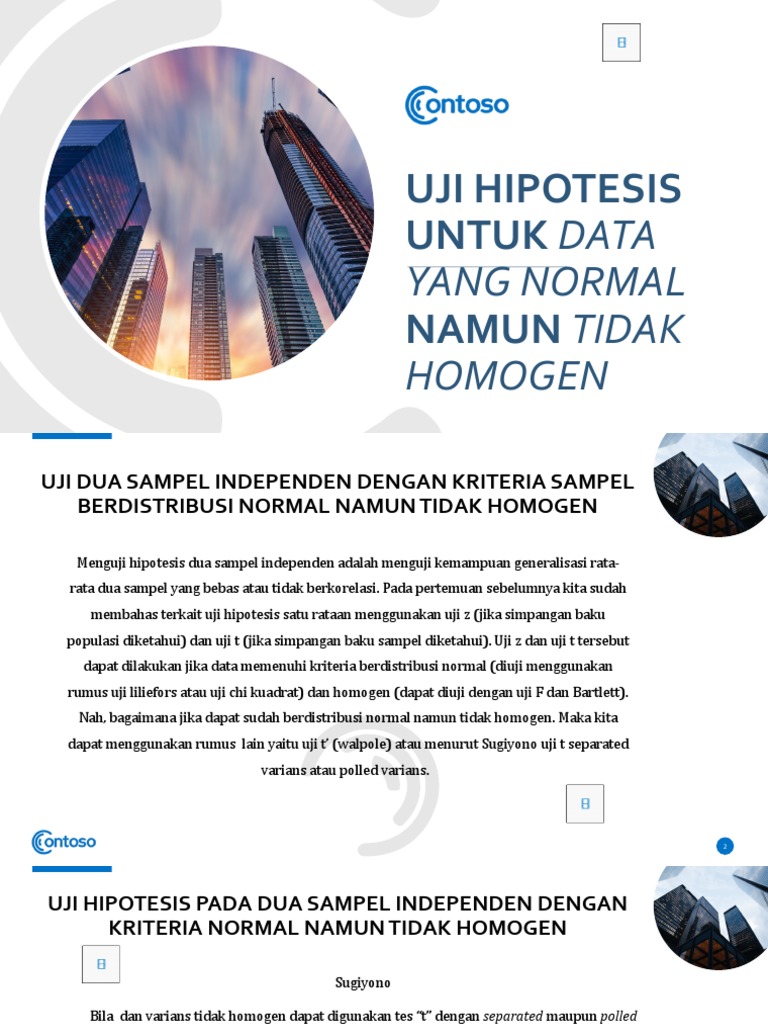 Uji HIPOTESIS Untuk Data Normal Dan Tidak Homogen | PDF