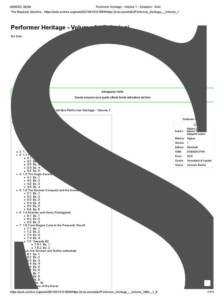 Performer Heritage - Volume 1 - Soluzioni - Solu | PDF