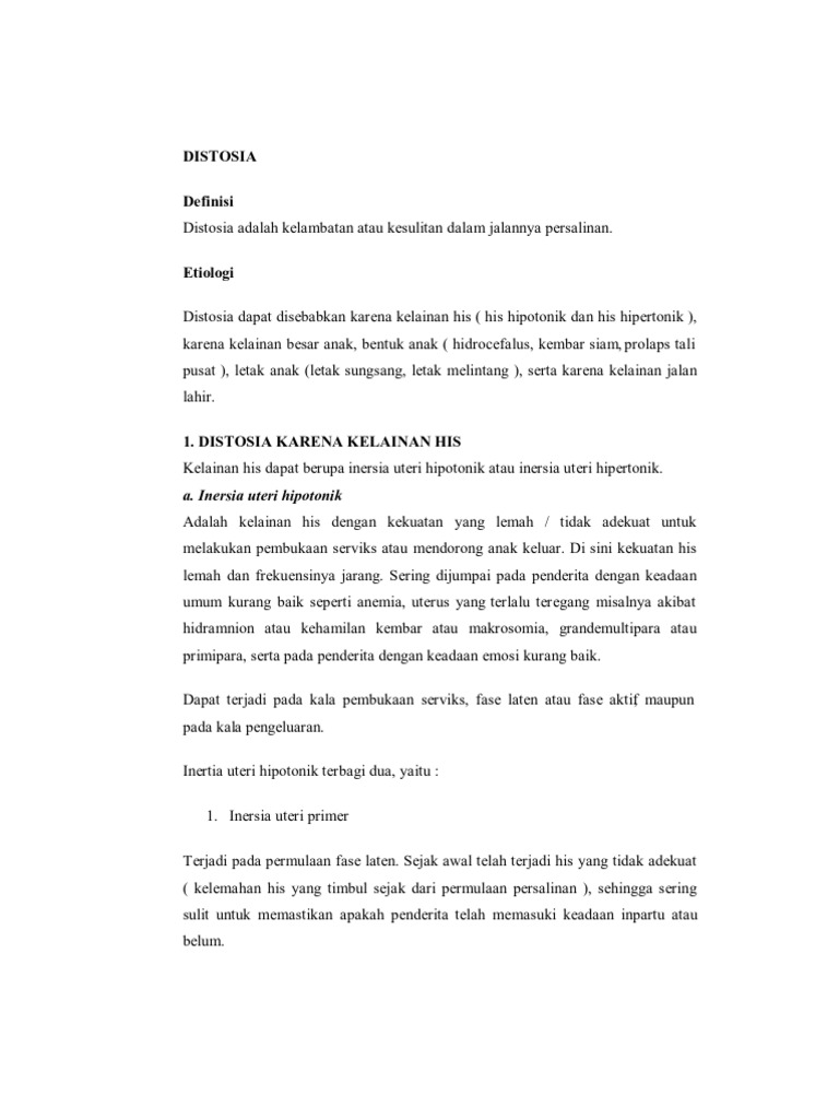 DISTOSIA Lengkap | PDF