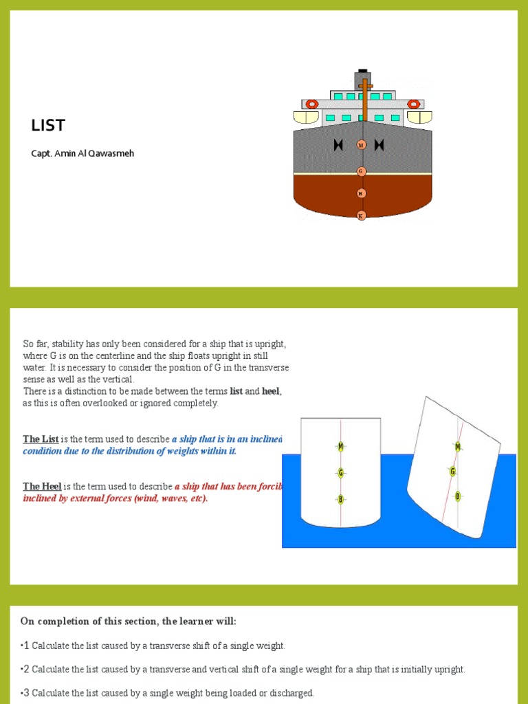 Ship Stability OOW, Ship List, Listing | PDF | Classical Mechanics | Mechanics