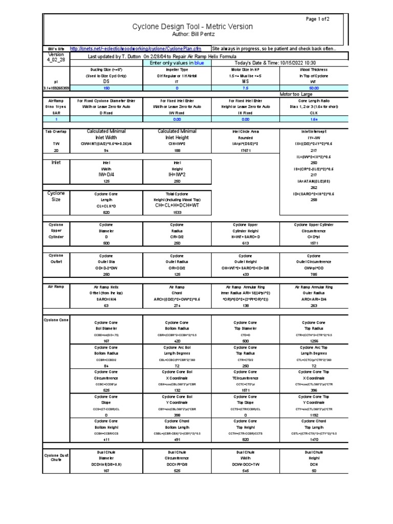 Cyclone Design Tool - 1 | PDF | Geometry | Geometric Objects
