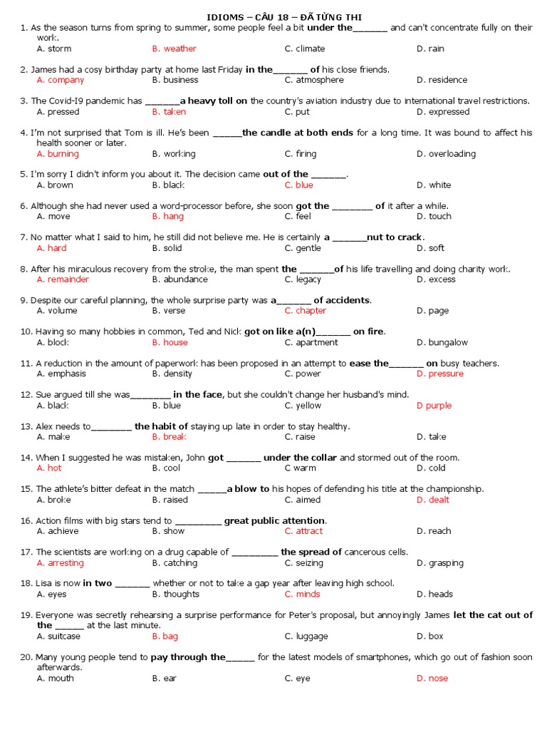 Common English Idioms Quiz | PDF