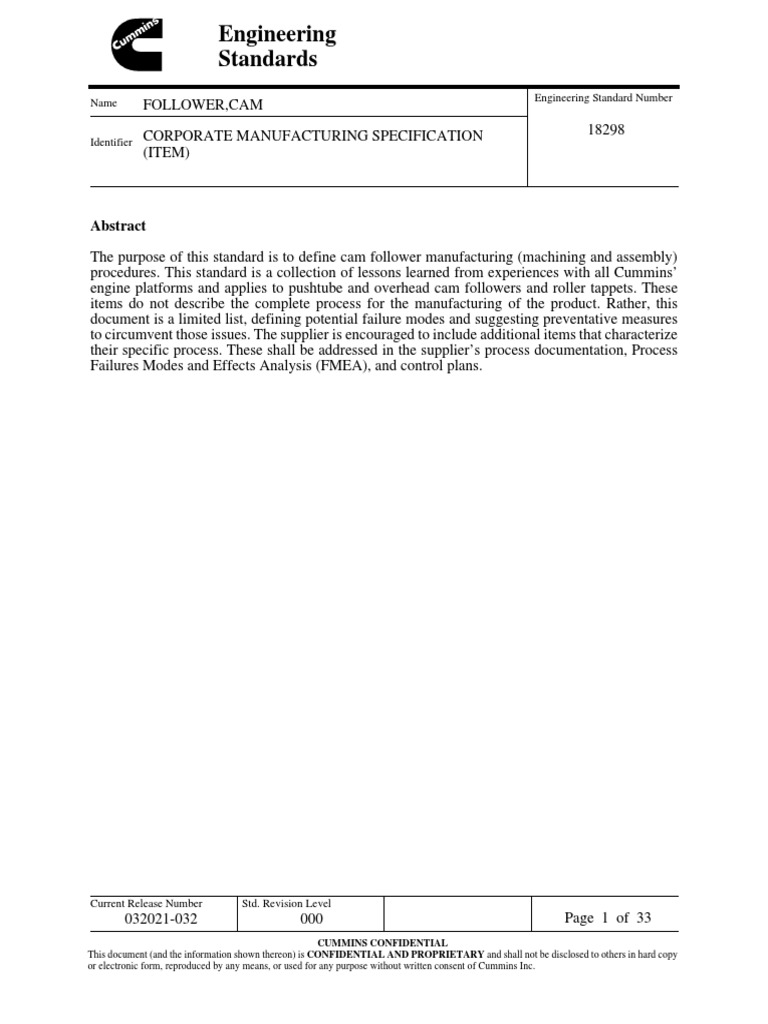 Engineering Standards: Name Engineering Standard Number | PDF ...