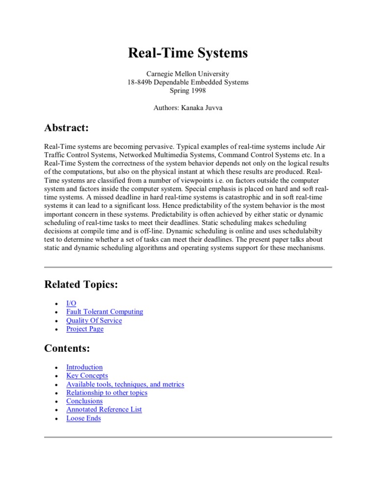 Real Time System Pdf Real Time Computing Scheduling Computing