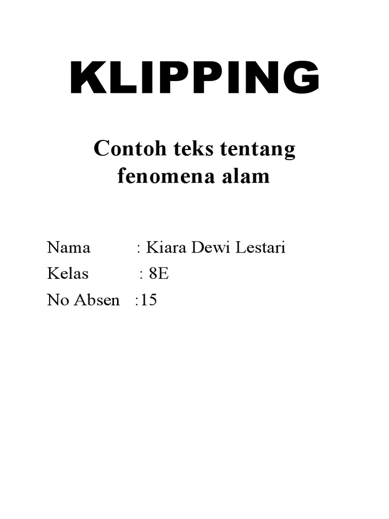 Klipping 5 Contoh Teks Fenomena Alam | PDF