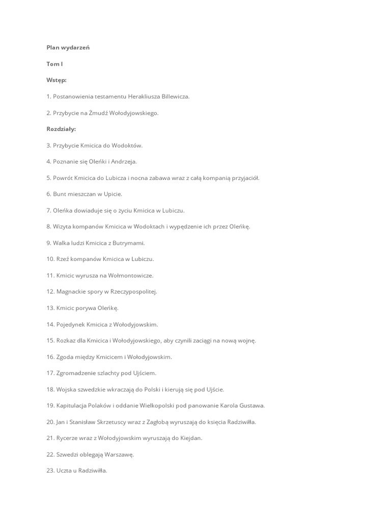 Plan Wydarzeń Potop | PDF