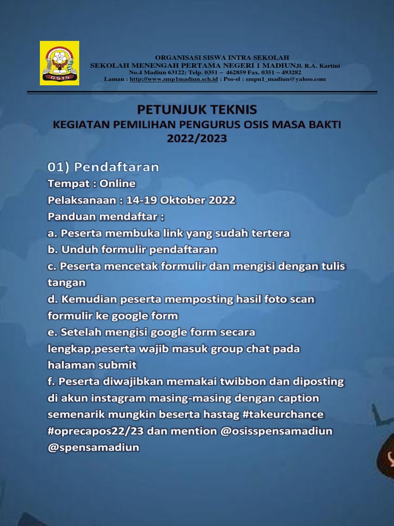 Juknis Open Recruitment Osis 2223 | PDF