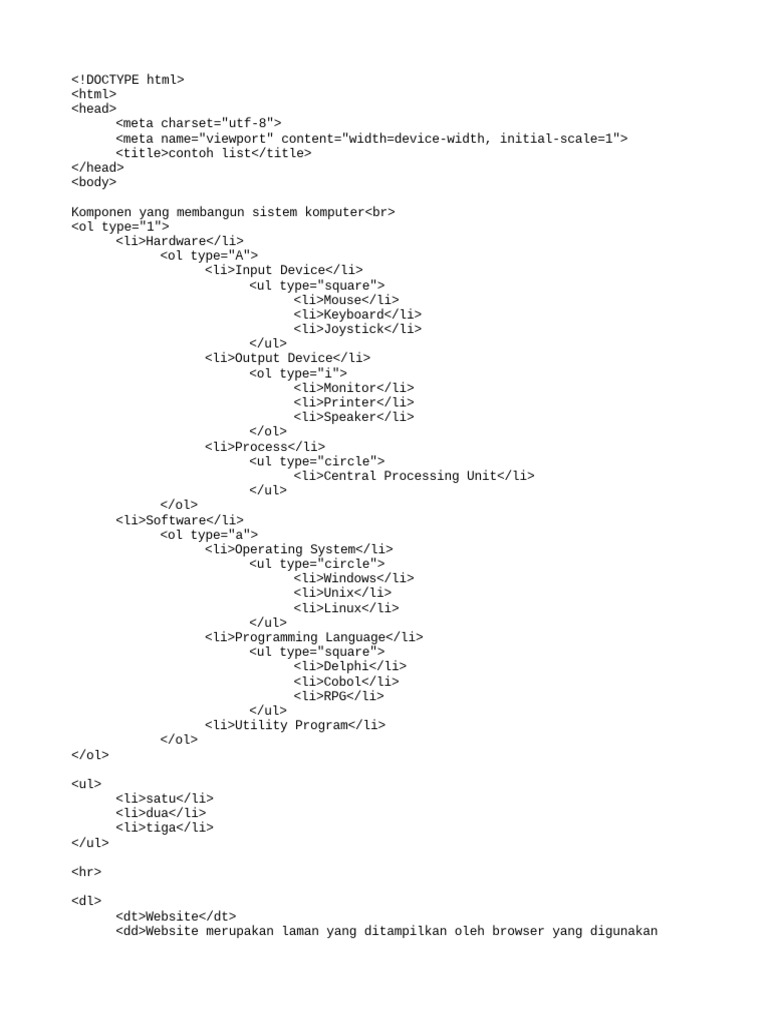 Numbering Dan Bullet List HTML | PDF | Bisnis | Komputer