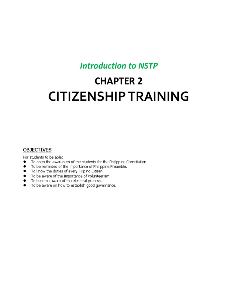 Chapter 2 Citizenship Training | PDF | Volunteering | Government