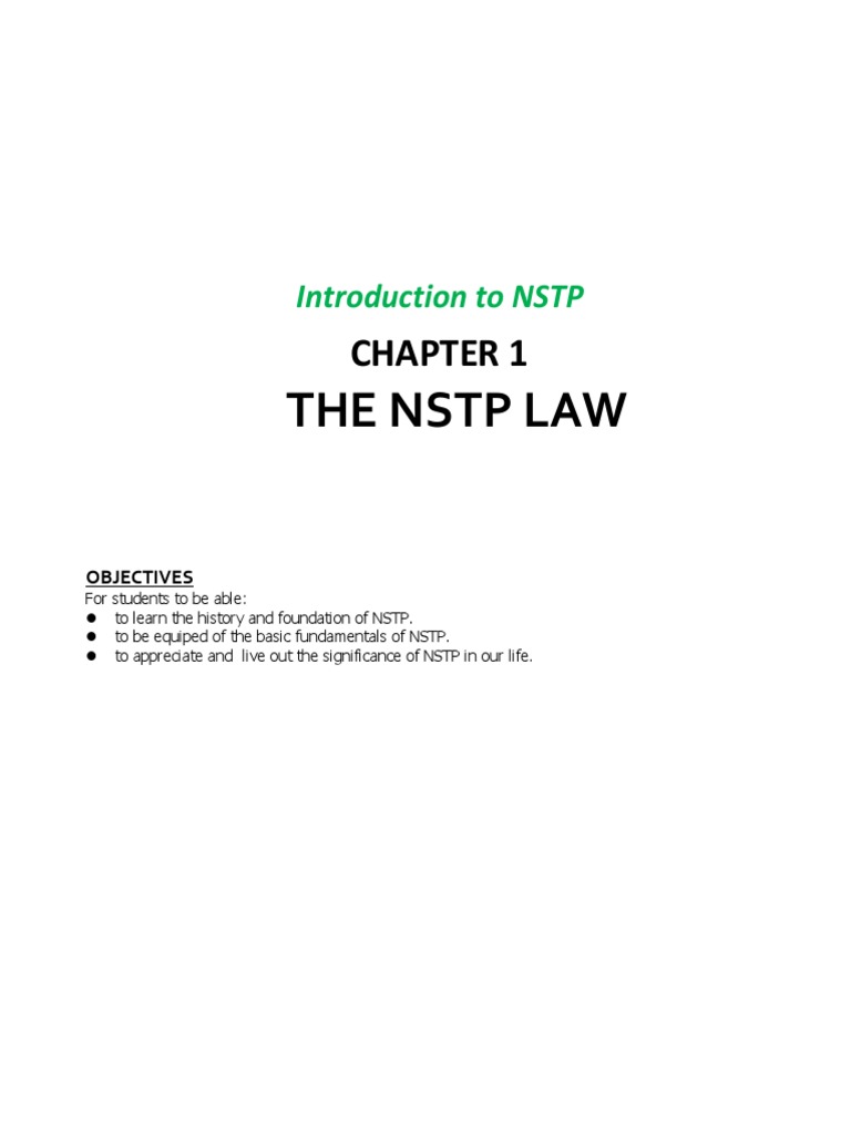 Chapter 1 NSTP Law | PDF | Reserve Officers' Training Corps