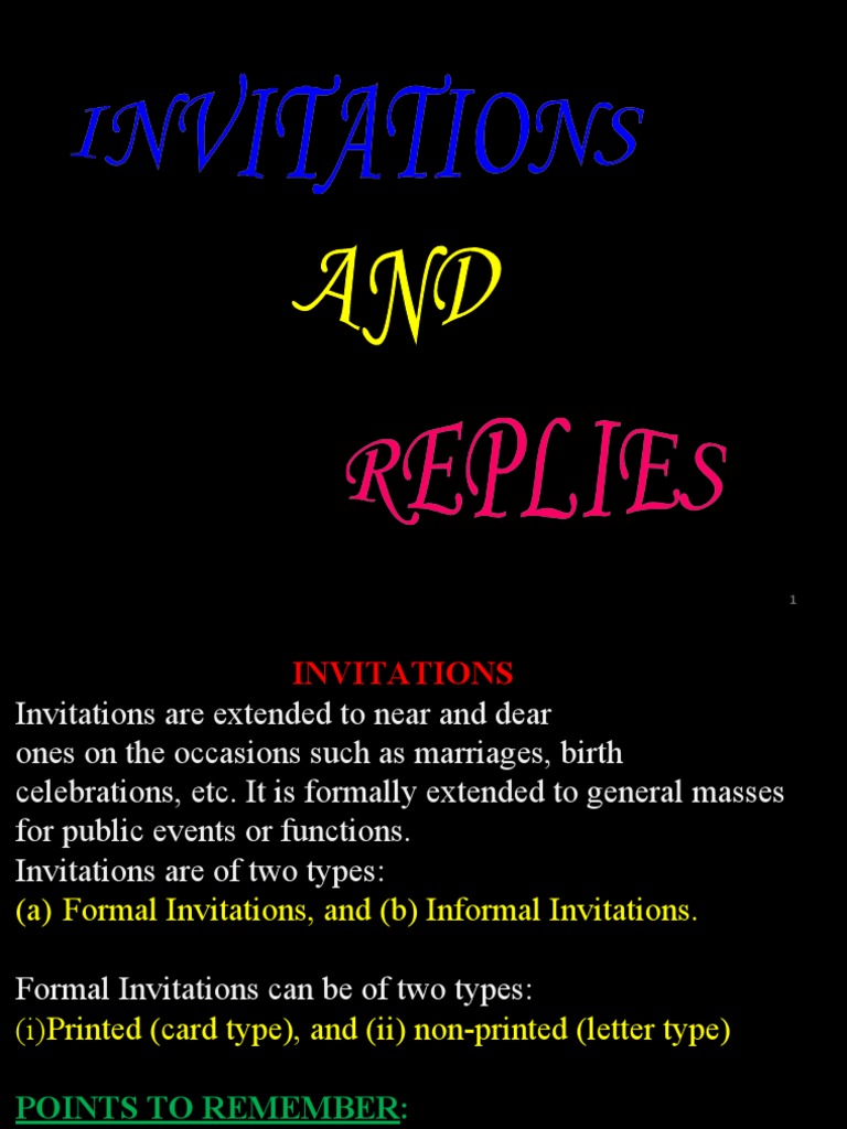 Invitation and Reply Writing Guide | PDF | Human Communication ...