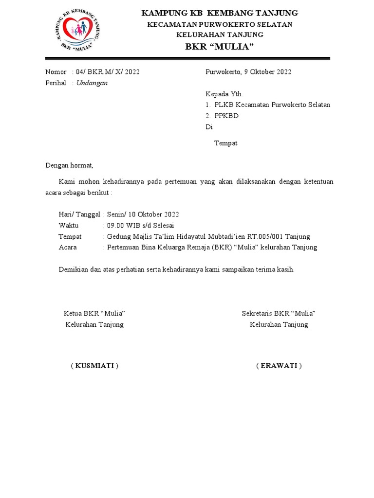 Undangan BKR Mulia Tanjung | PDF