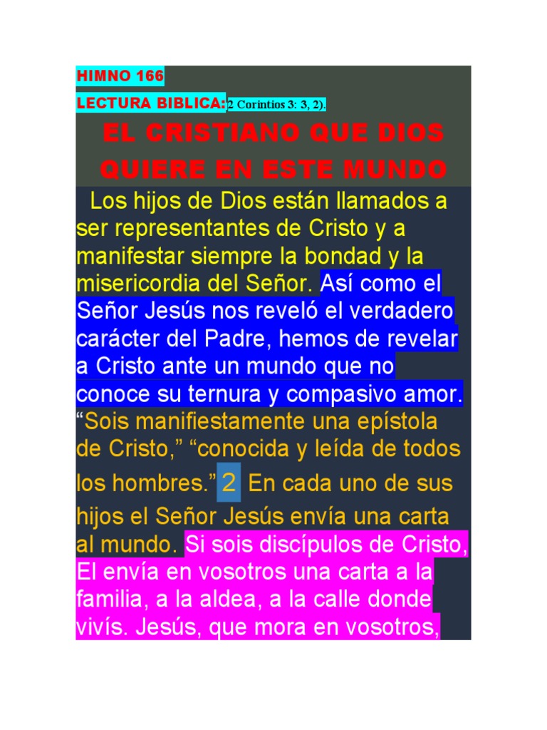 El verdadero carácter del cristiano y su misión de representar a Cristo ...