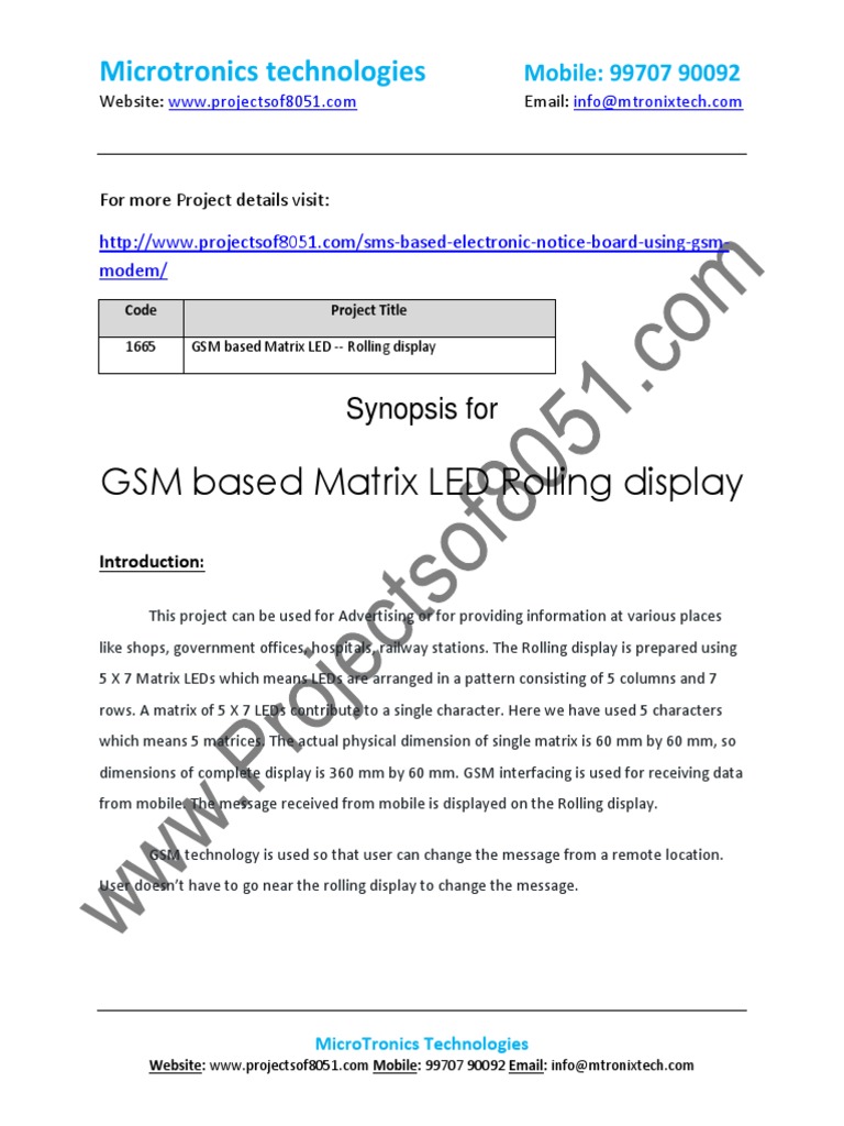 1665 Sms Based Electronic Notice Board Using GSM Modem | PDF ...