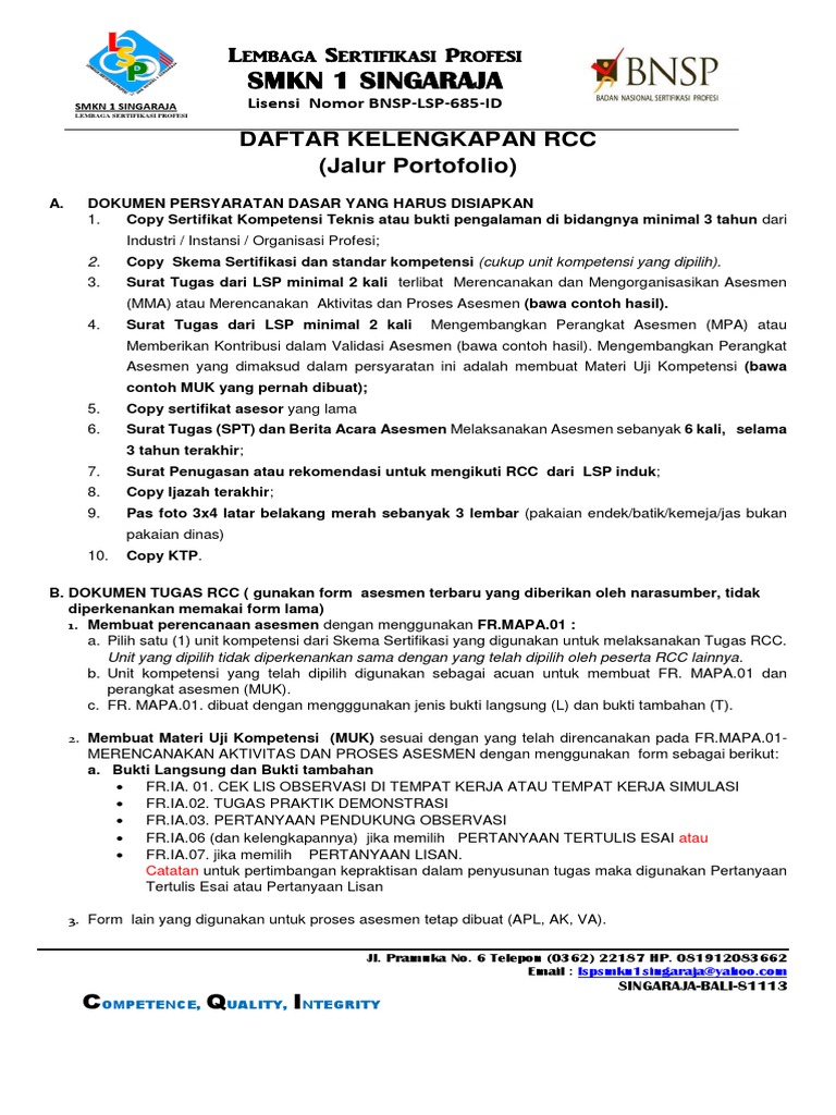 Daftar Kelengkapan Peserta RCC 2022 | PDF