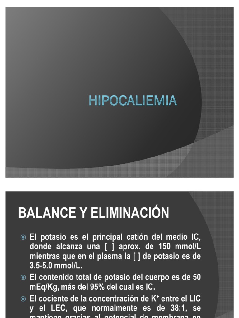 Definición de Hipocaliemia y Tipos | PDF | Potasio | Dieta y nutrición