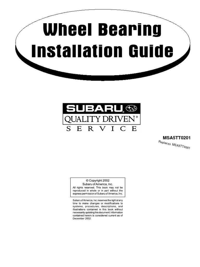 Subaru Wheel Bearing Installation Guide1 | PDF | Screw | Nut (Hardware)