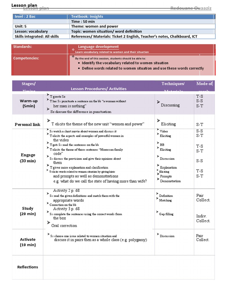 2 Bac Women and Power Vocabulary Definitions | PDF | Vocabulary ...