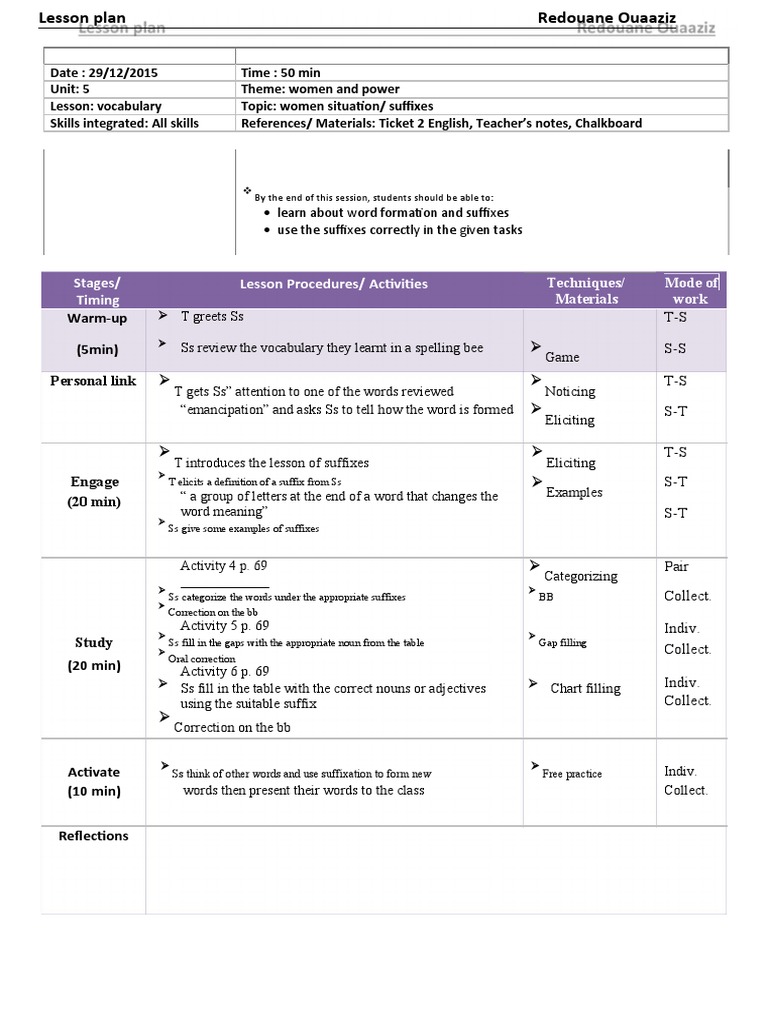 2 Bac Women and Power Vocabulary Suffixes | PDF | Word | Vocabulary