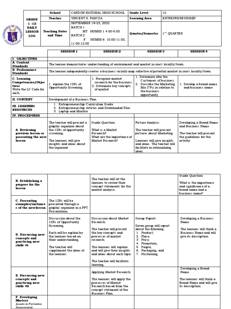 DLL 5TH Week Entrep | PDF | Learning | Cognitive Science