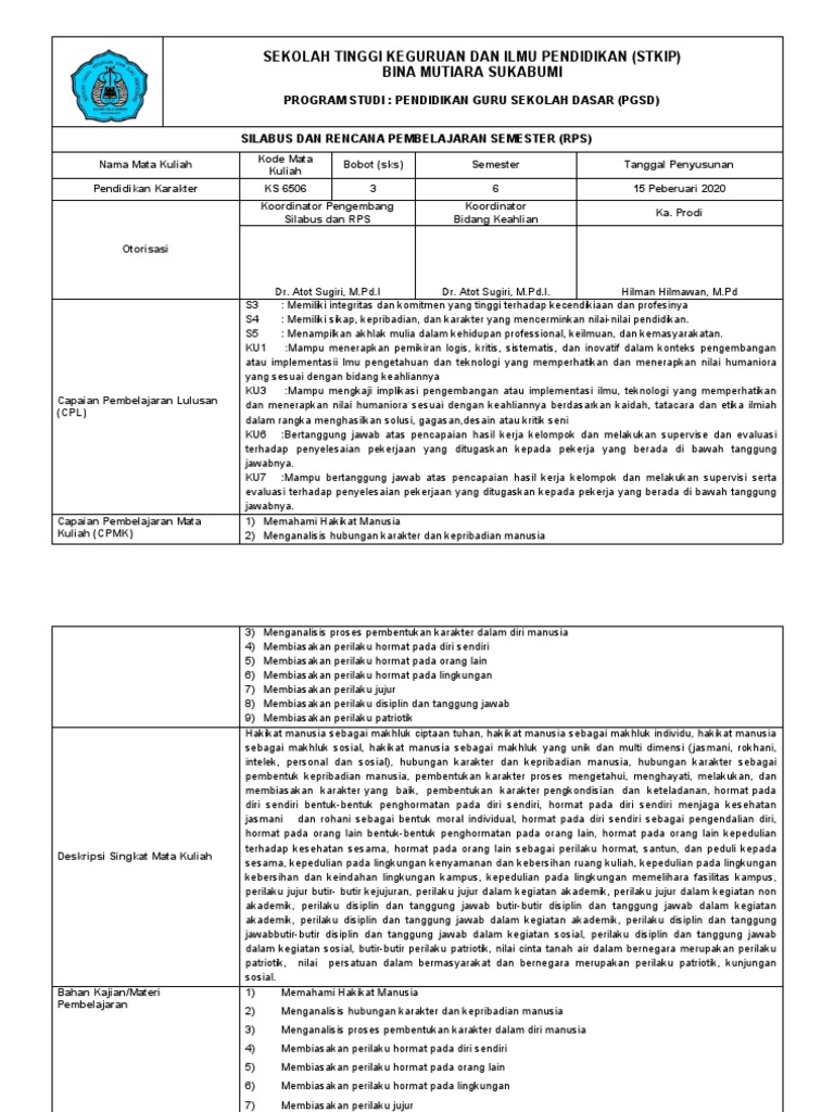 Rps Pend. Karakter Baru | PDF | Seni | Sains & Matematika