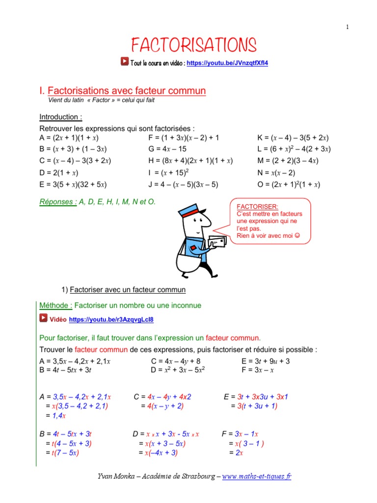Factorisation Yvan Monka | PDF | Méthodes et références pédagogiques