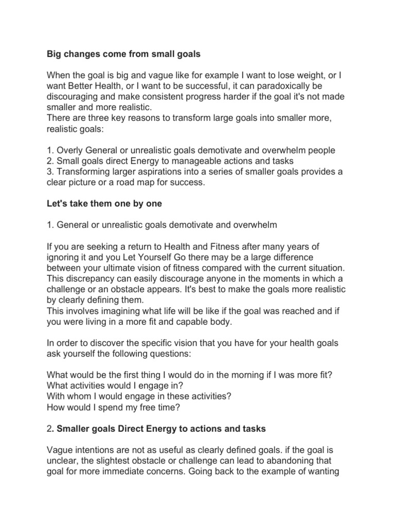 Big Changes Come From Small Goals | PDF | Goal | Self-Management