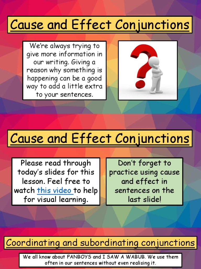 Monday Grammar - Cause and Effect Conjunctions | Download Free PDF ...